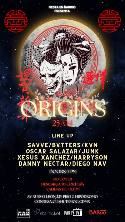 ORIGINS • 25 ABRIL • 07 PM • Compra boletos para eventos en Mexico