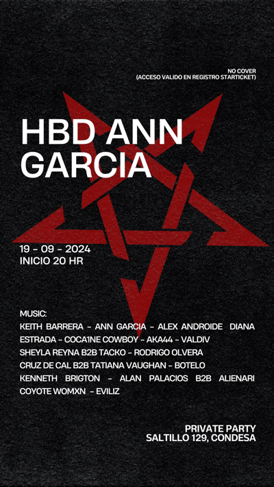 HBD ANN GARCIA • 19 SEP • 09 PM • Comprar boletos - Starticket